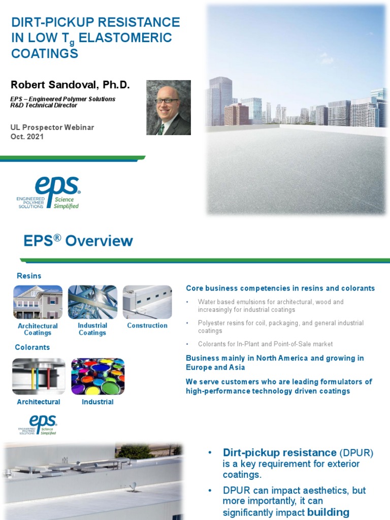 Dirt-Pickup Resistance Inlowt Elastomeric Coatings: Robert Sandoval, PH ...