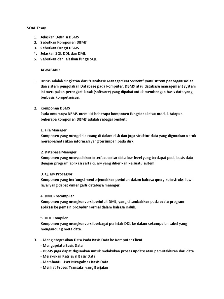 02tugas 2 Basisdata Bu Dian Soal Essay | PDF