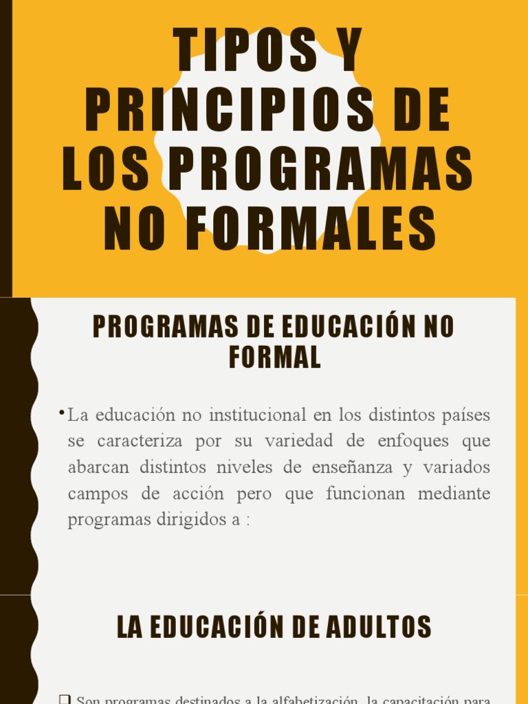 Tipos y Principios de Los Programas No Formales | PDF