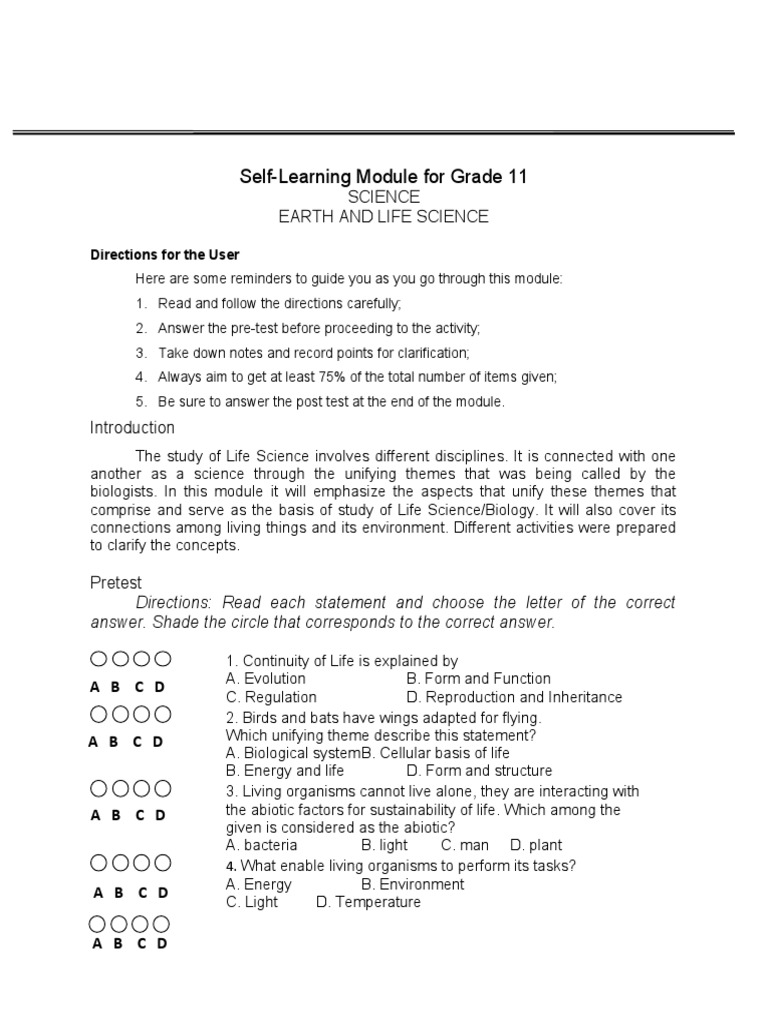 Self-Learning Module For Grade 11: Science Earth and Life Science | PDF ...