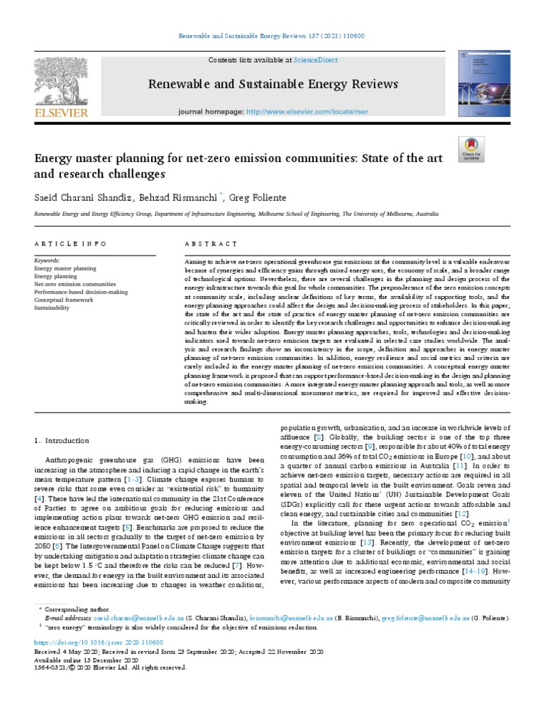 Energy Master Planning For Net Zero Emission Communities Pdf