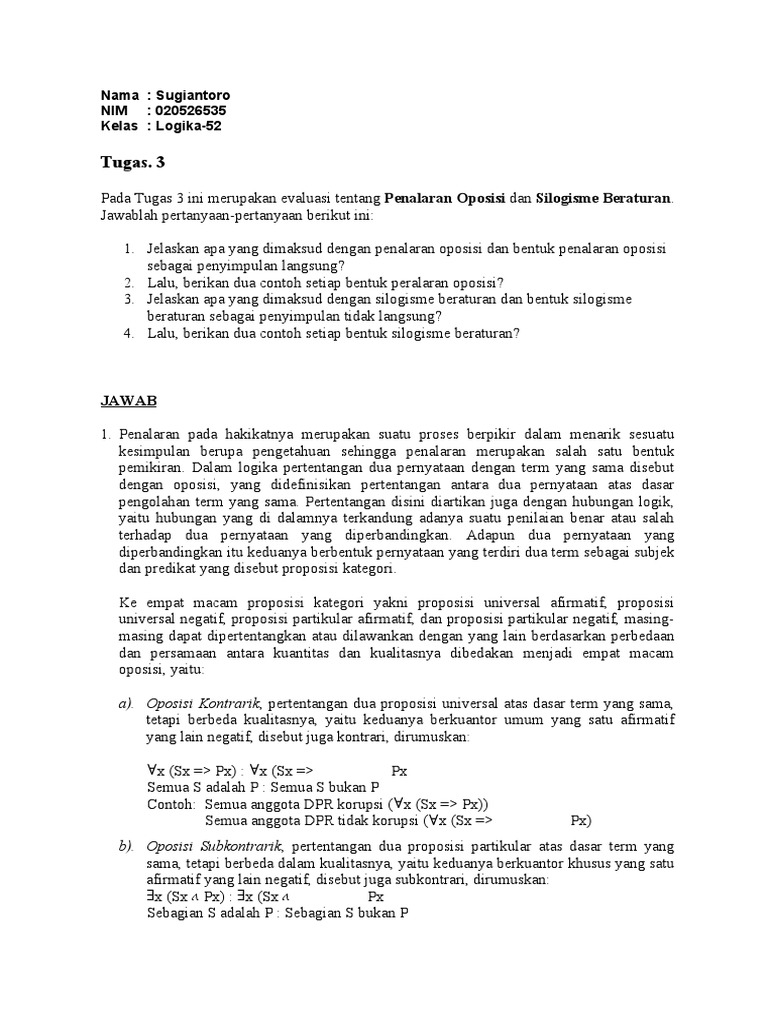 Tugas 3 Logika | PDF