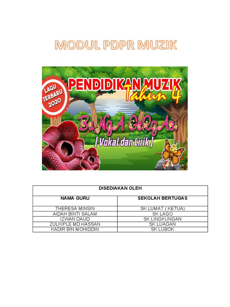 Modul P. Muzik t4 Unit 4 - Bunga Gergasi (SK Lumat) | PDF | Seni