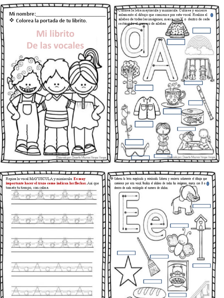 Librito de Vocales para Colorear y Trazo | PDF | Hogar, jardinería y ...