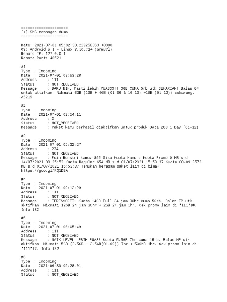 Sms Dump 20210701050237 | PDF | Mobile Technology