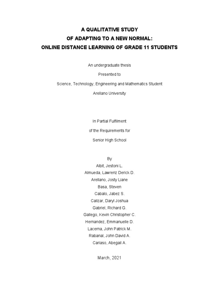 A Qualitative Study of Adapting To A New Normal: Online Distance ...