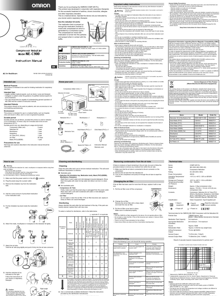 Instruction Manual: Compressor Nebulizer Model | PDF | Waste Management ...