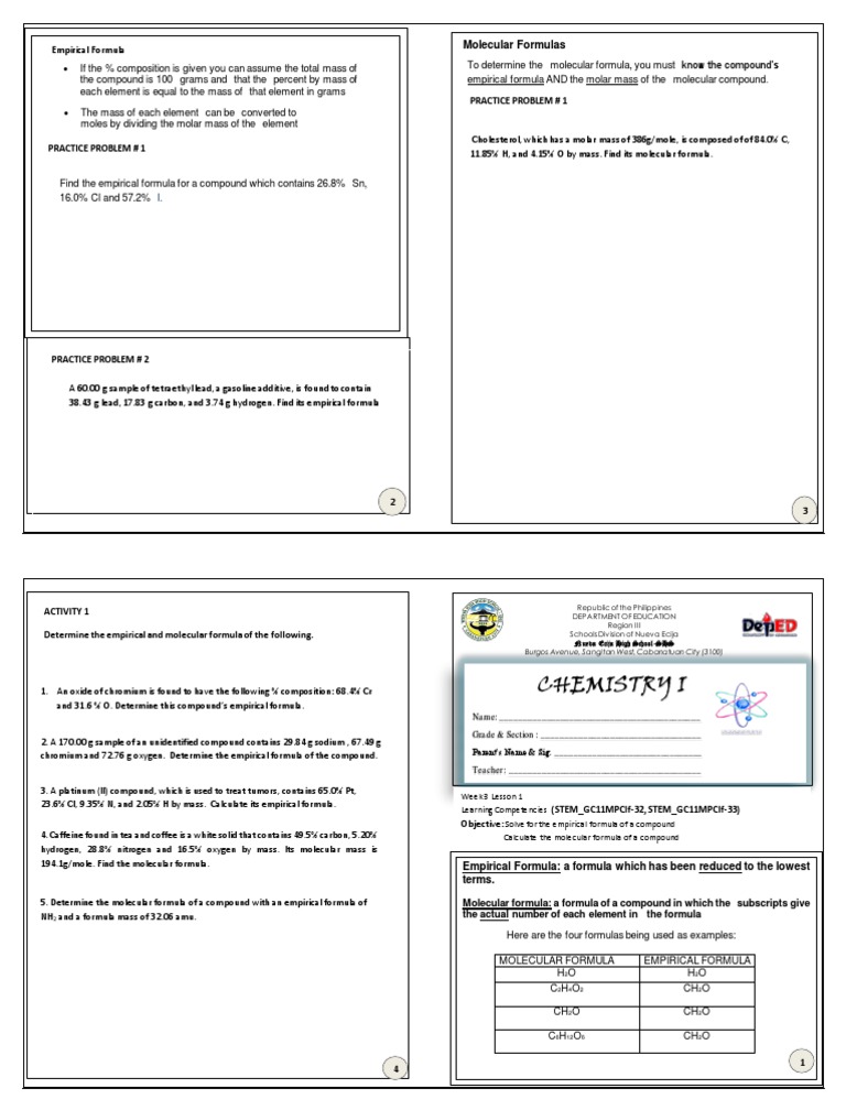 WEEK 3 lESSON 1 | PDF | Molecules | Mole (Unit)