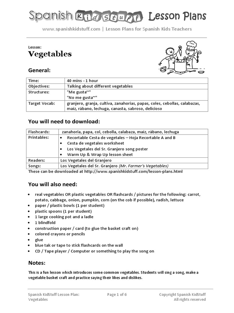 13 - Vegetables-Lesson-Plan | PDF | Lesson Plan