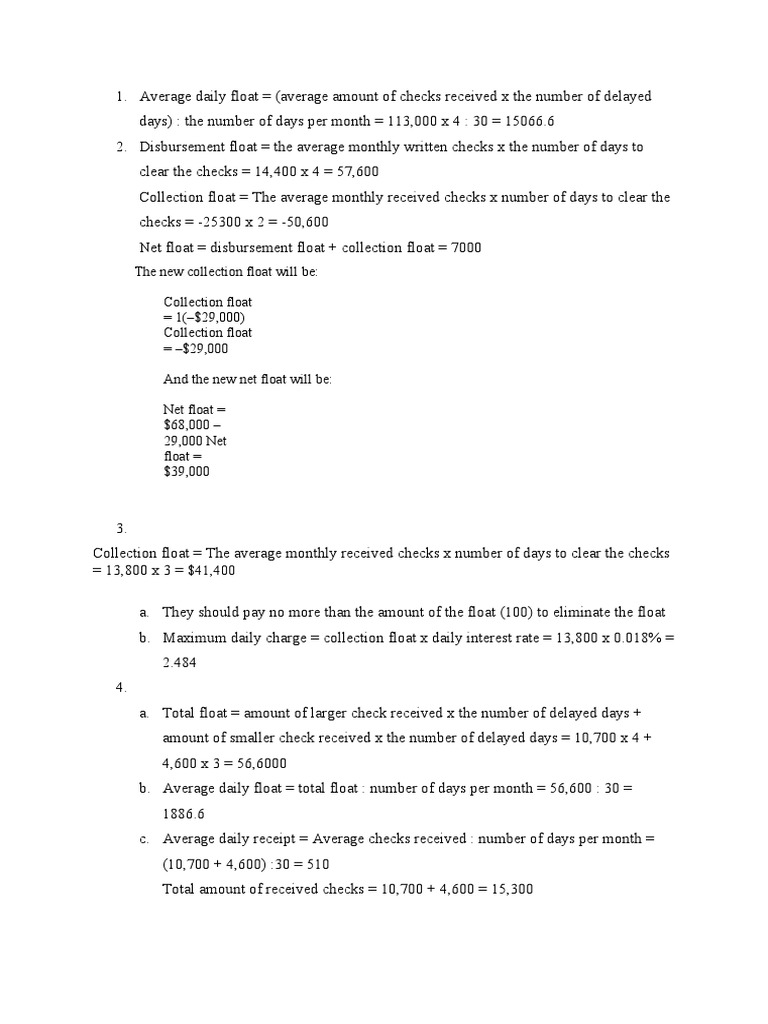 Average Daily Float | PDF | Float (Money Supply) | Present Value