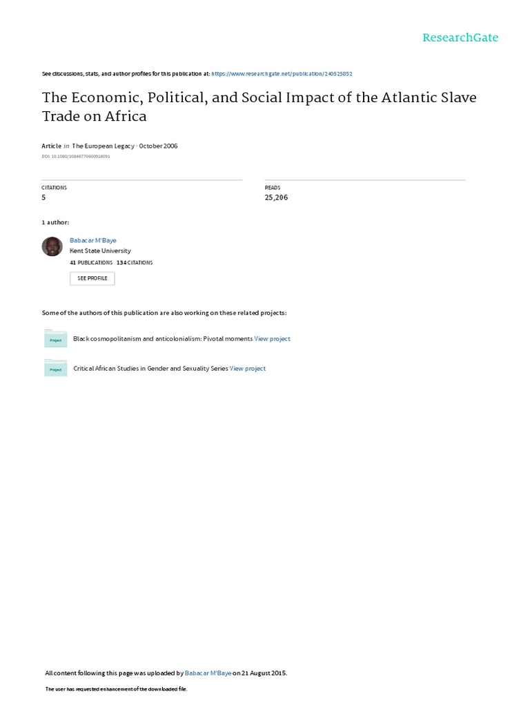 The Economic, Political, and Social Impact of The Atlantic Slave Trade ...