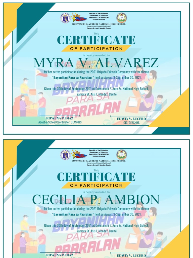 Certificate of Participation-Girls | PDF