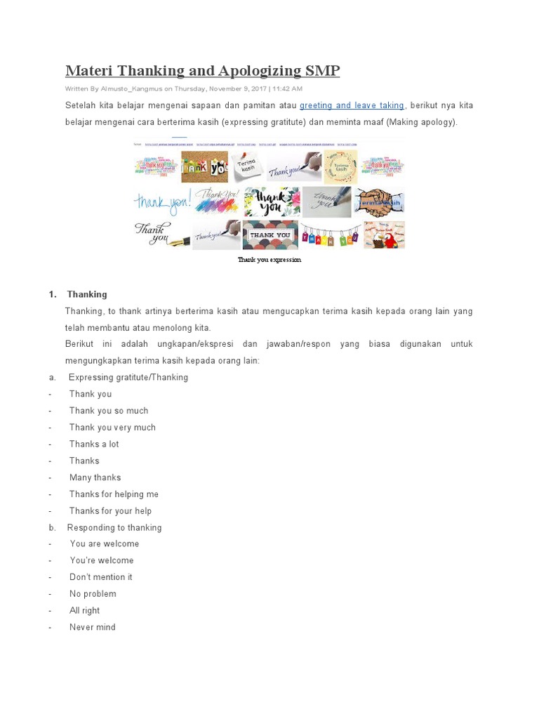 Chapter I Materi Thanking and Apologizing | PDF
