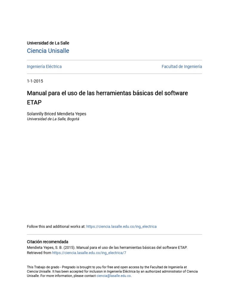 Manual para El Uso de Las Herramientas Básicas Del Software ETAP | PDF | Energia electrica ...