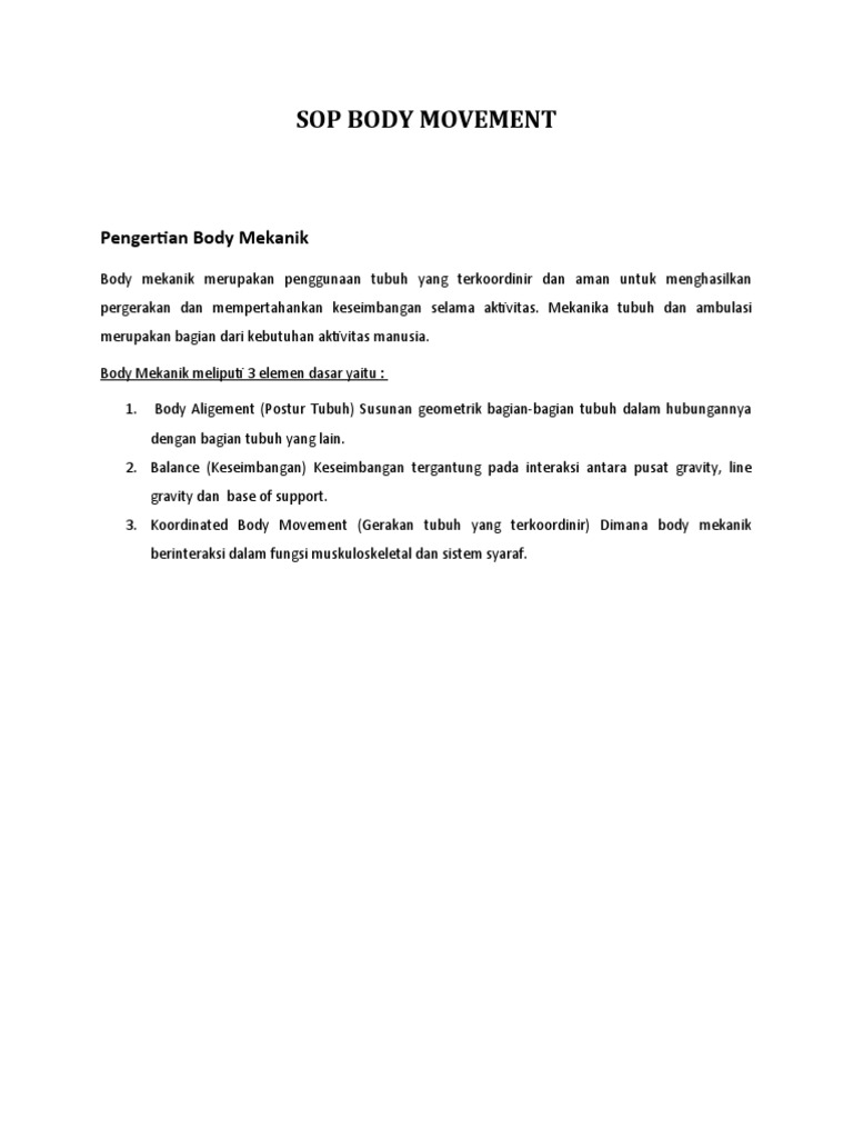 Sop Body Movement Kelompok 1 | PDF