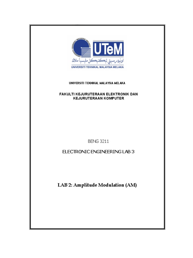 Amplitude Modulation Lab Guide | PDF | Modulation | Electrical Engineering