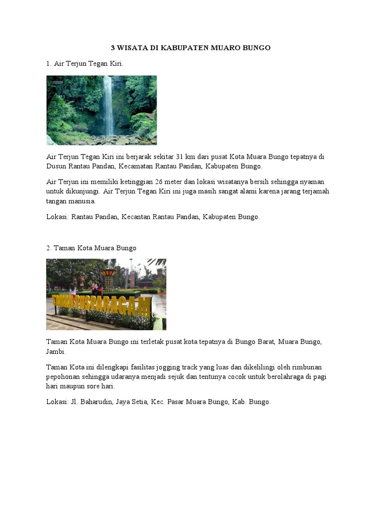 3 Wisata Di Kabupaten Muaro Bungo | PDF