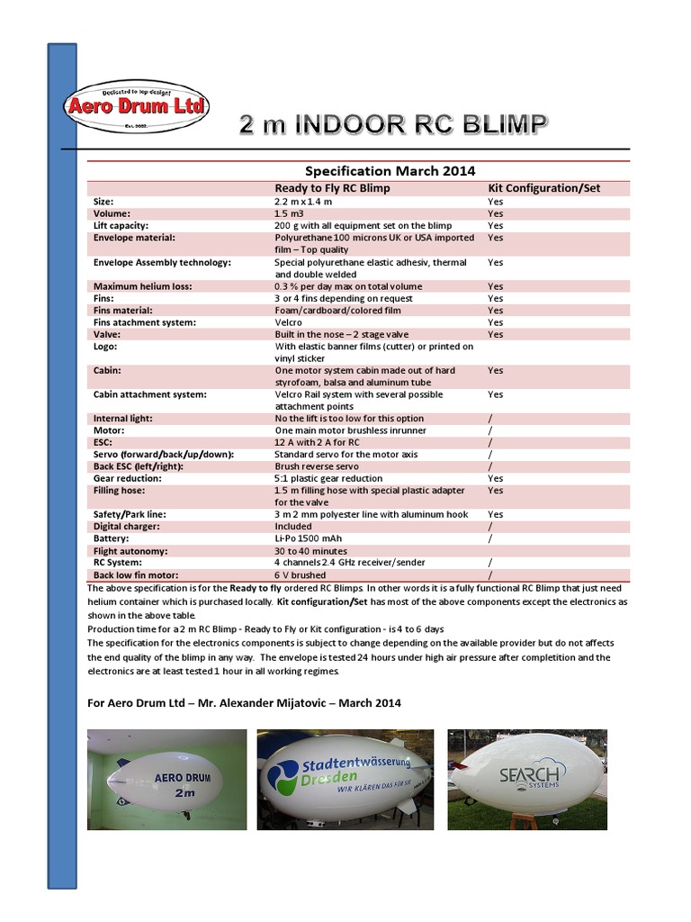 2 M INDOOR RC BLIMP | PDF | Manufactured Goods