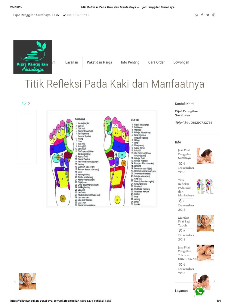 Titik Refleksi Pada Kaki Dan Manfaatnya Pijat Panggilan Surabaya Pdf