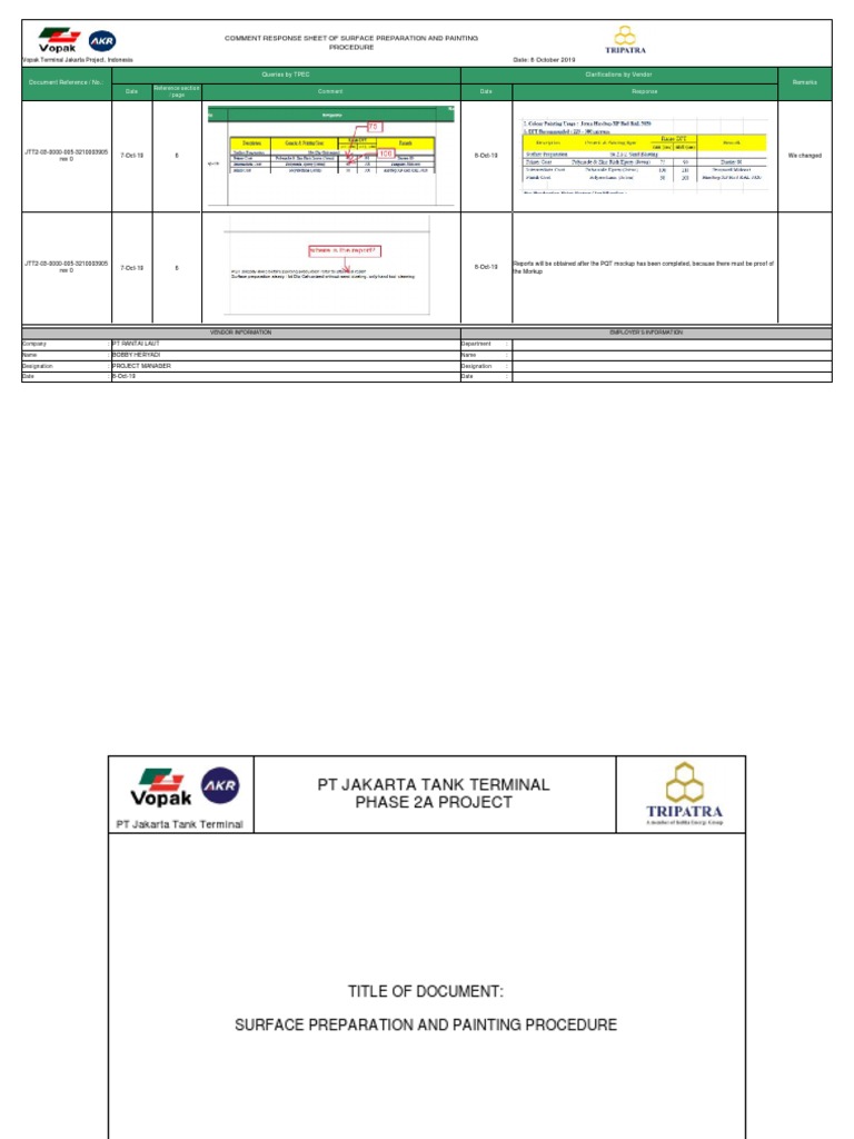 Comment Response Sheet of Surface Preparation and Painting Procedure | PDF | Paint | Galvanization