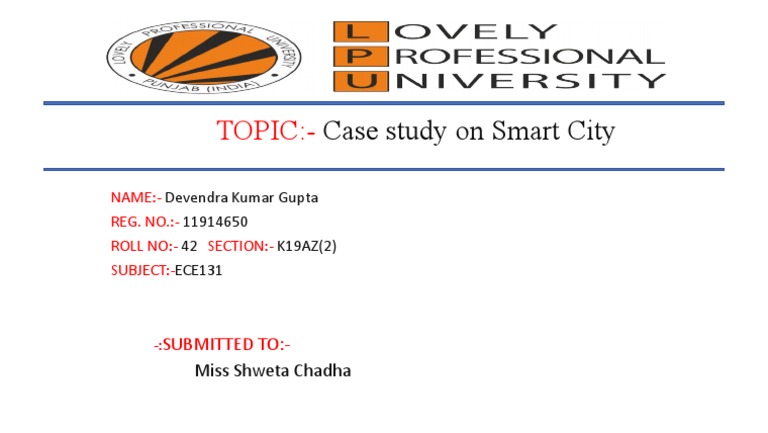 Topic:-: Case Study On Smart City | PDF