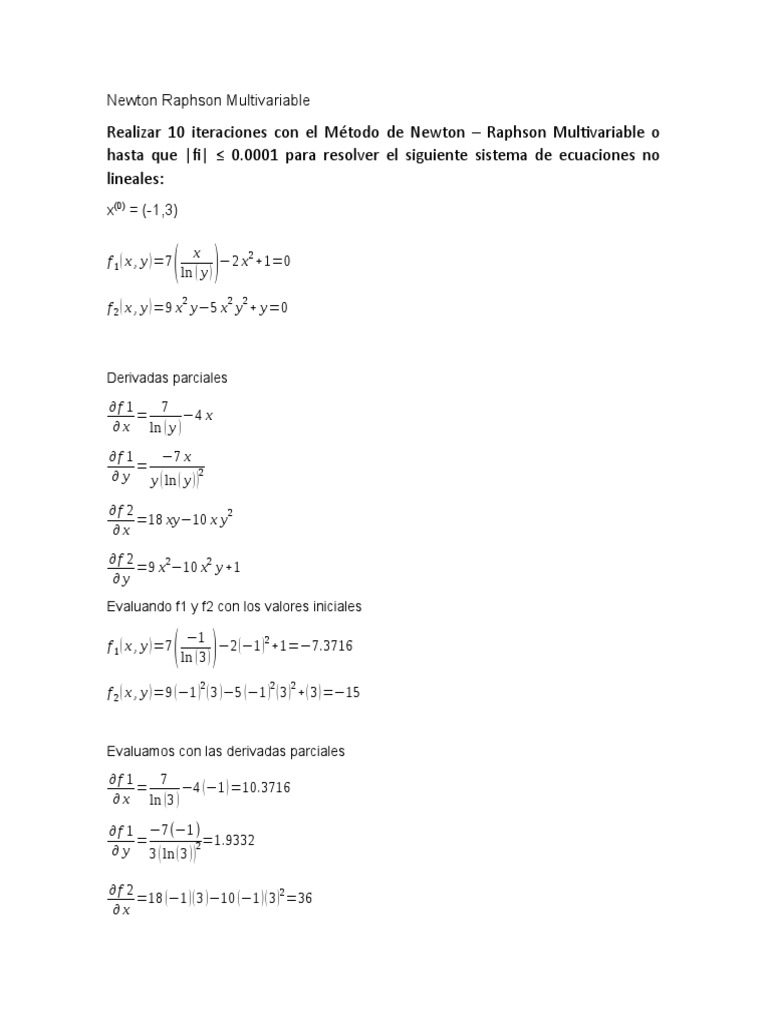 Newton Raphson Multivariable | PDF | Relaciones matematicas ...