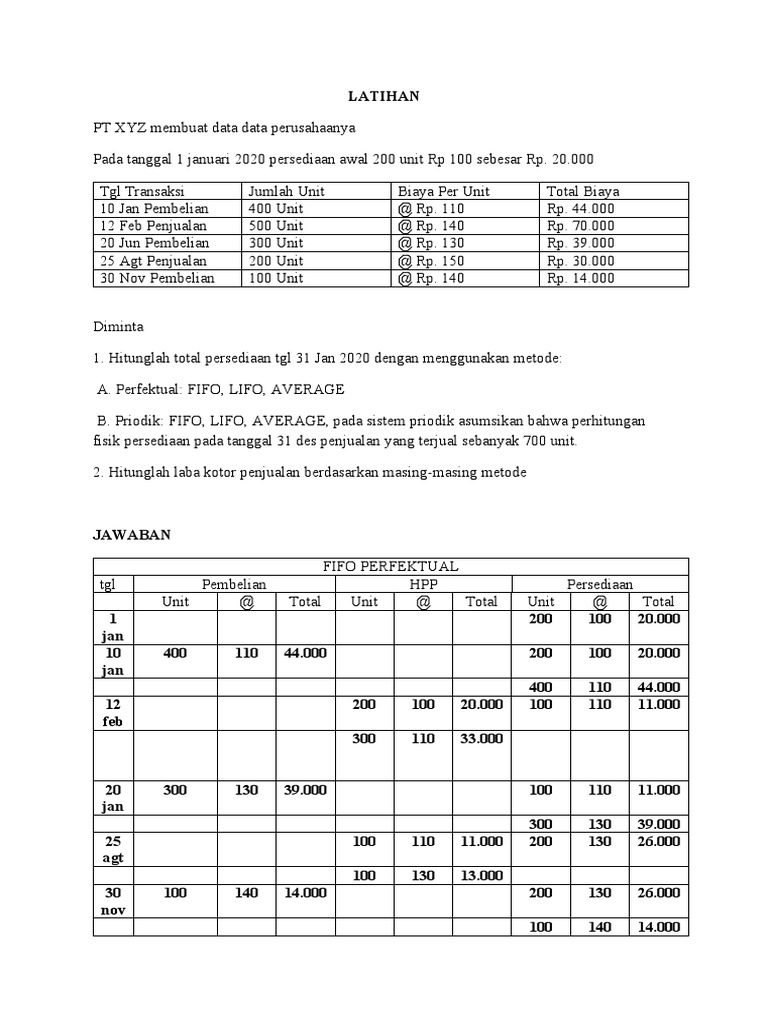 Metode HPP: FIFO, LIFO, AVERAGE | PDF
