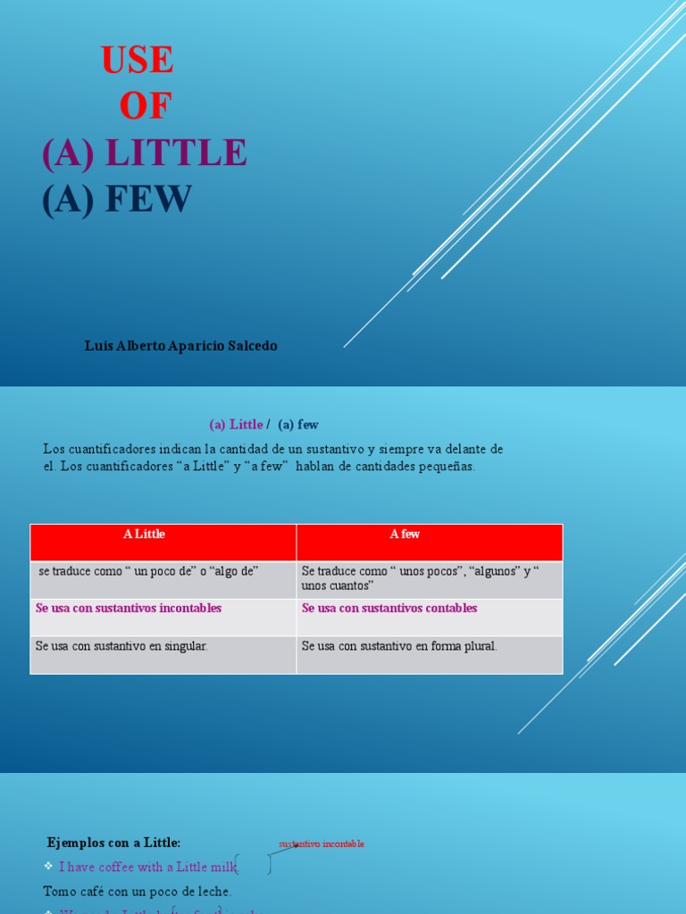Exposicion Ingles (Use (A) Few, (A) Little) | PDF