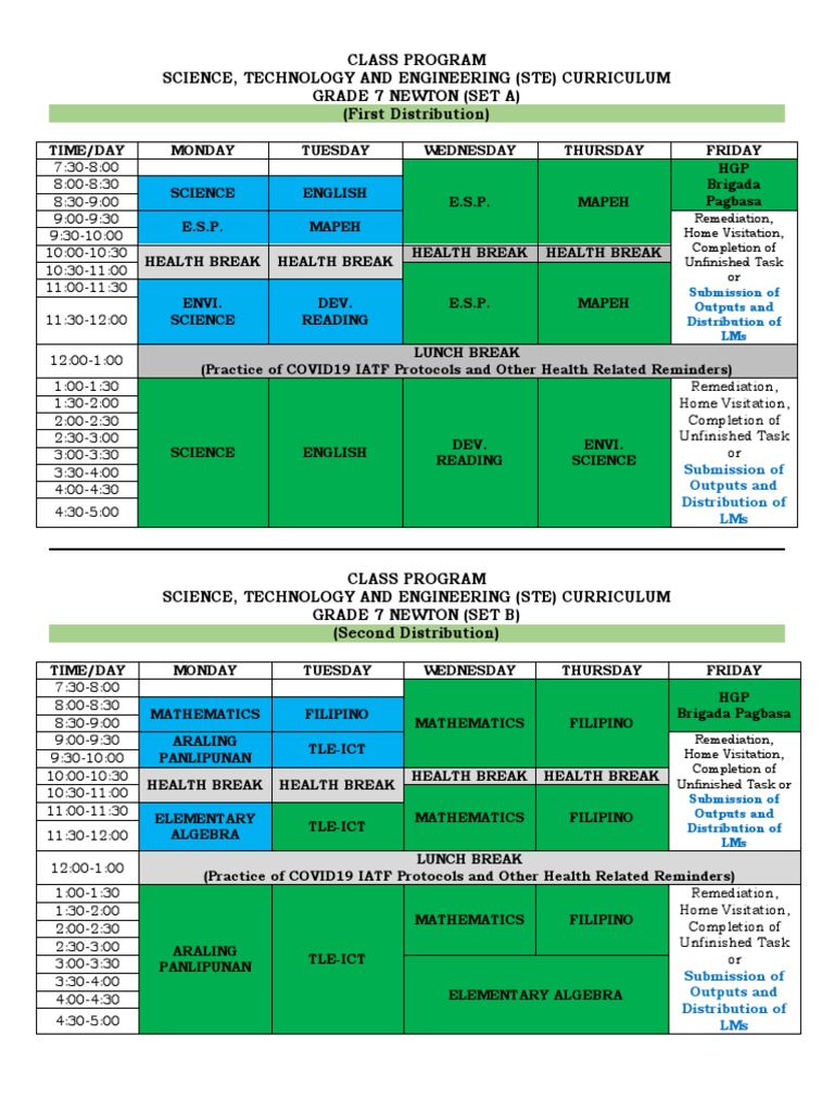 Class Program Science, Technology and Engineering (Ste) Curriculum ...