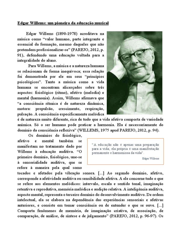 Edgar Willems: Um Pioneiro da Educação Musical Centrada no Canto, no ...