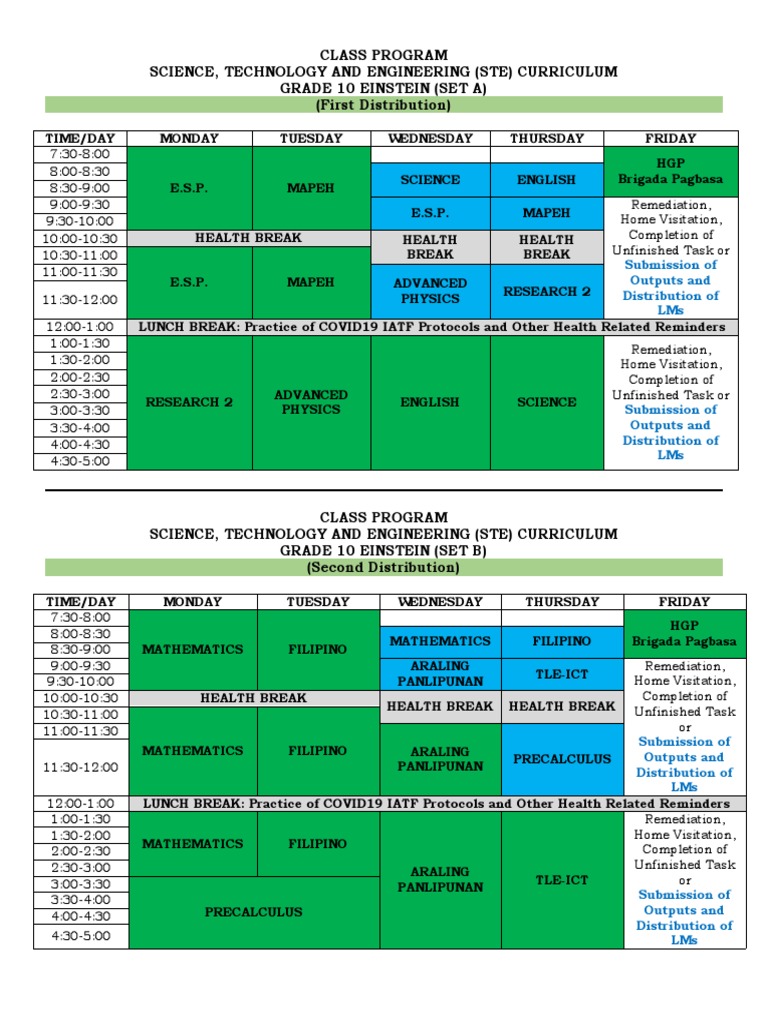 STE Curriculum Class Schedule | PDF | Science And Technology
