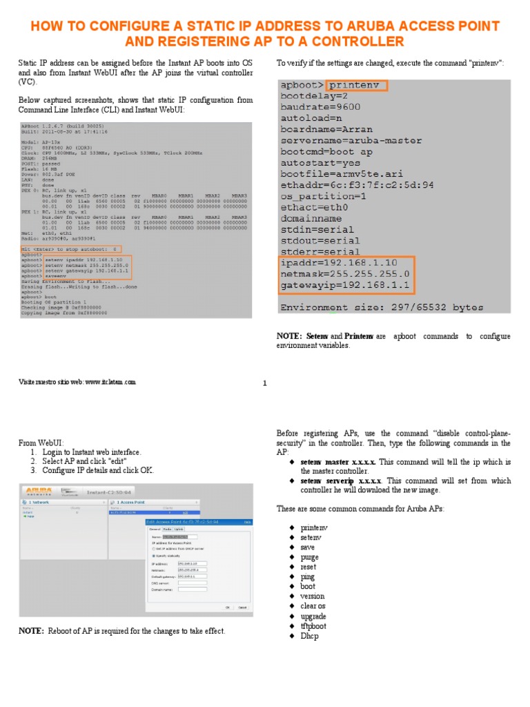 Configure Ap Aruba Console | PDF | Command Line Interface | Ip Address