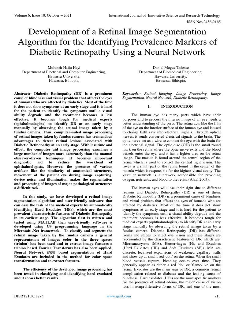 Development of A Retinal Image Segmentation Algorithm For The ...