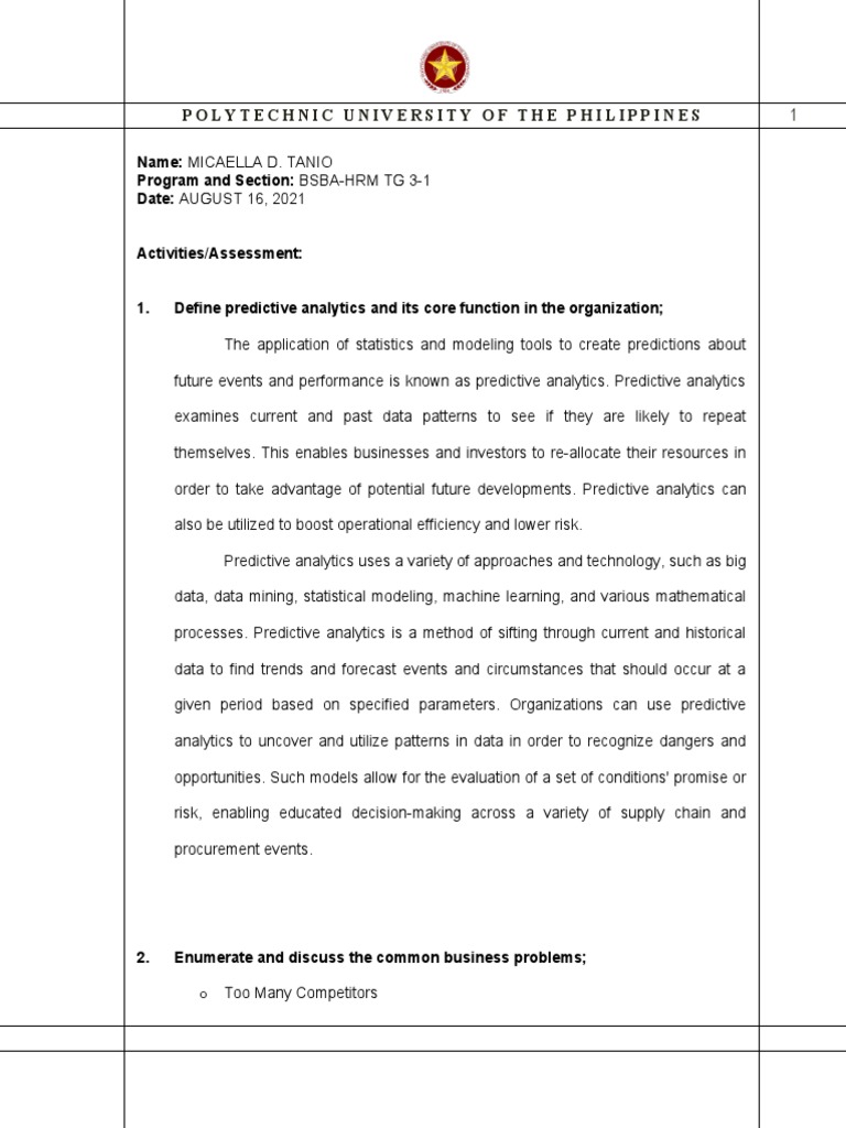 Assessment (Module 2) - Introduction To Predictive Analytics | PDF ...