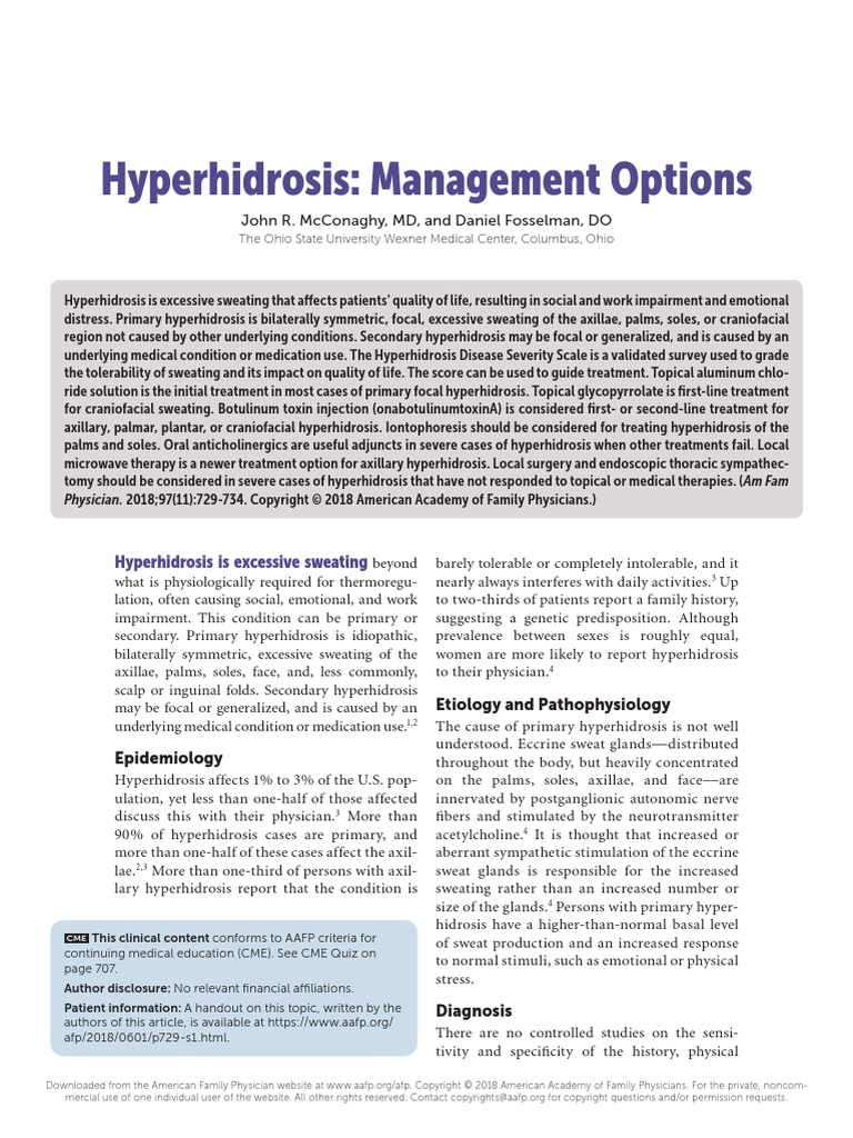 Hyperhidrosis: Management Options: Hyperhidrosis Is Excessive Sweating ...