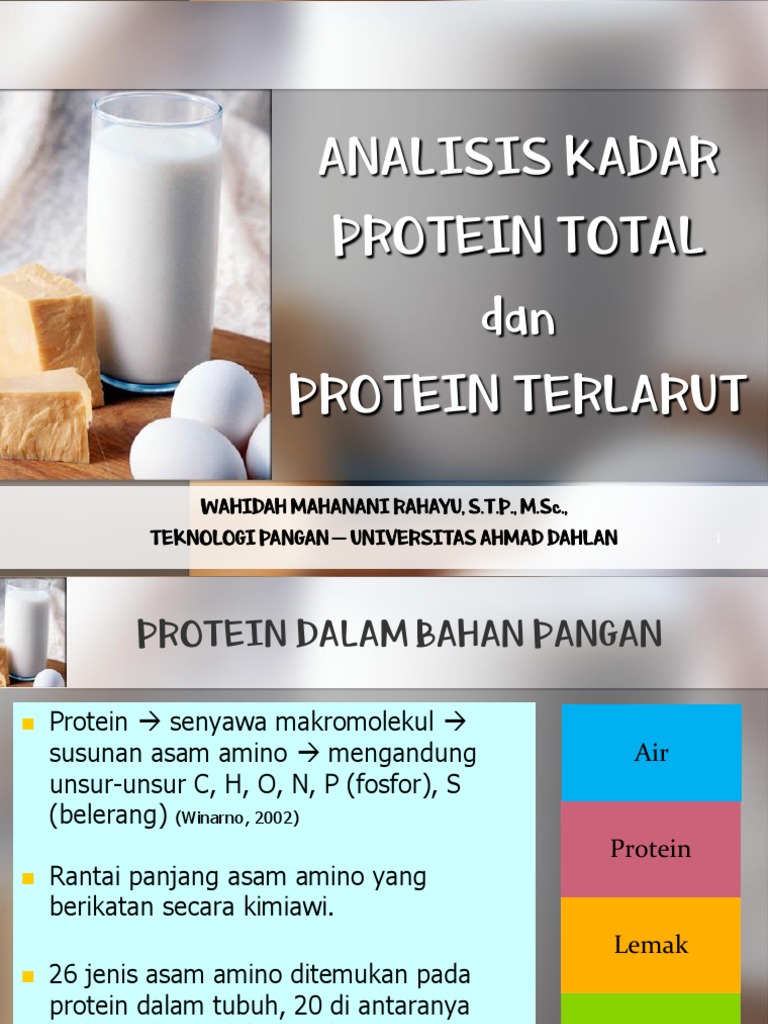 ANALISIS KADAR PROTEIN TOTAL DAN PROTEIN TERLARUT DALAM BAHAN PANGAN | PDF