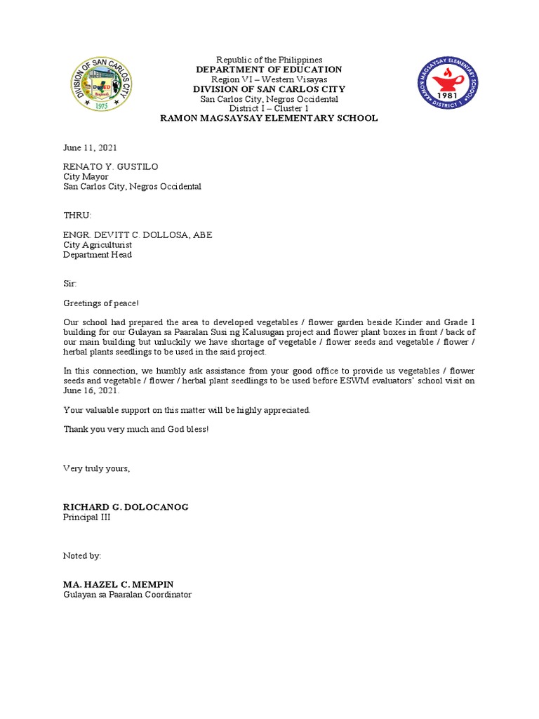 Letter To Mayor & Brgy Captain | PDF | Plants