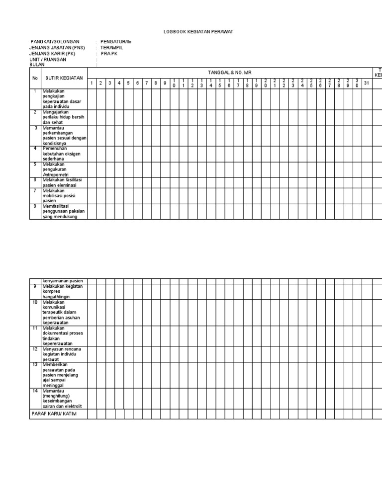 LOGBOOK Perawat | PDF