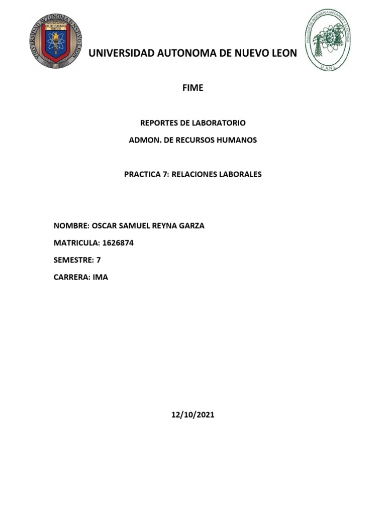 Practica 7 RH | PDF | Derecho laboral