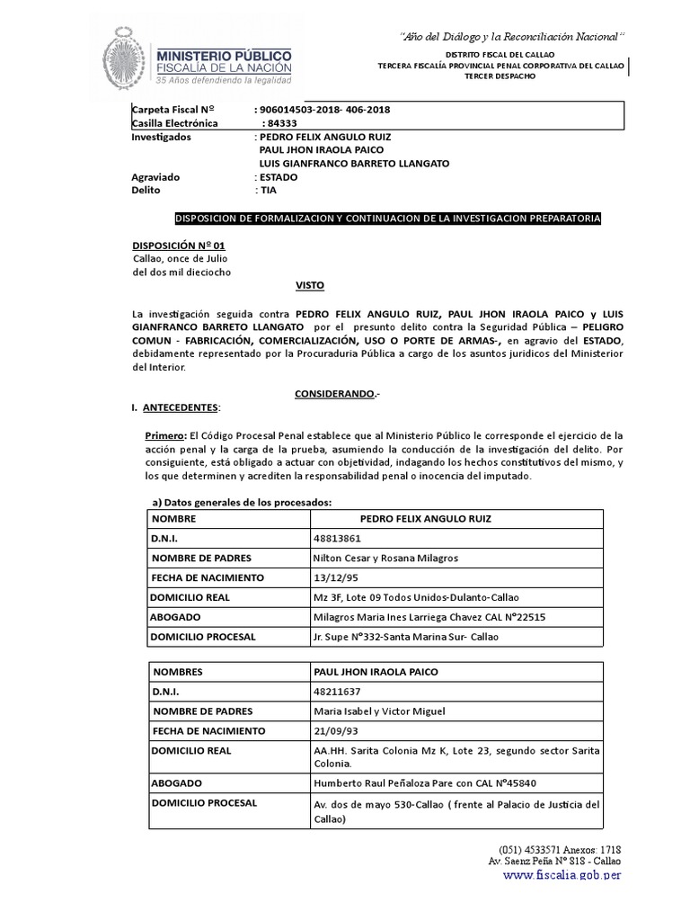 MODELO DE FORMALIZACIÓN | PDF | Derecho penal | Revólver