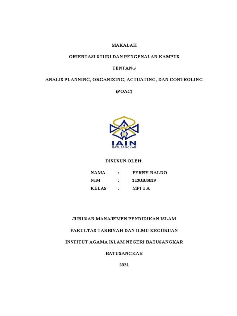 Makalah Analisis Poac | PDF