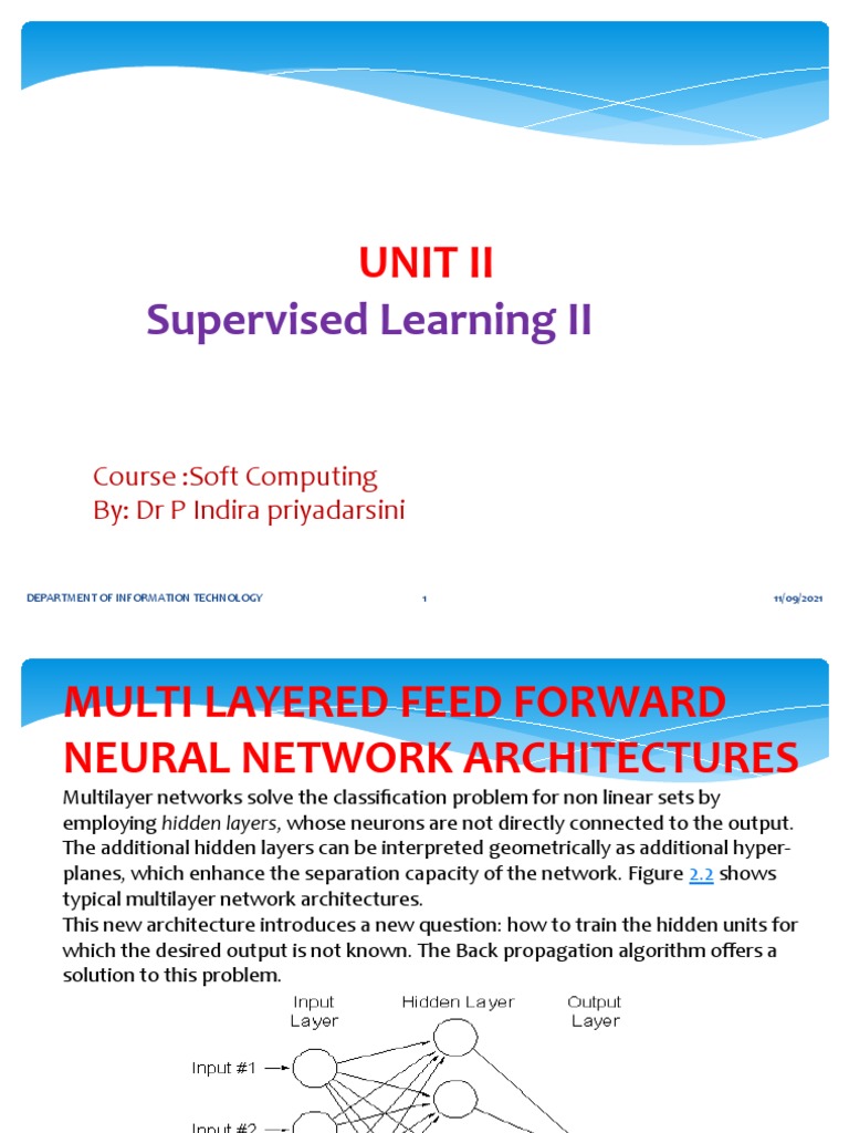 Unit II Supervised II | PDF | Artificial Neural Network | Algorithms ...