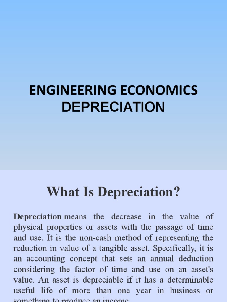 Engineering Economics: Depreciation | PDF | Depreciation | Financial ...