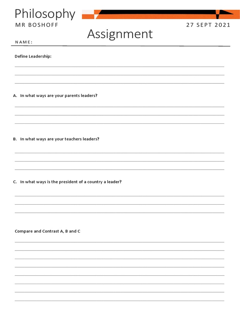 US Philosophy Leadership Worksheet | PDF