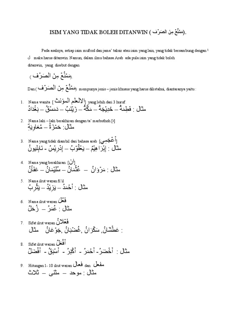 Isim Ghairu Munshorif: Kategori dan Syarat-Syarat Isim yang Tidak Boleh ...