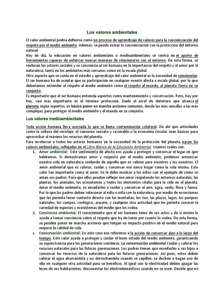 Los Valores Ecologicos | PDF | Movimiento conservacionista | Naturaleza