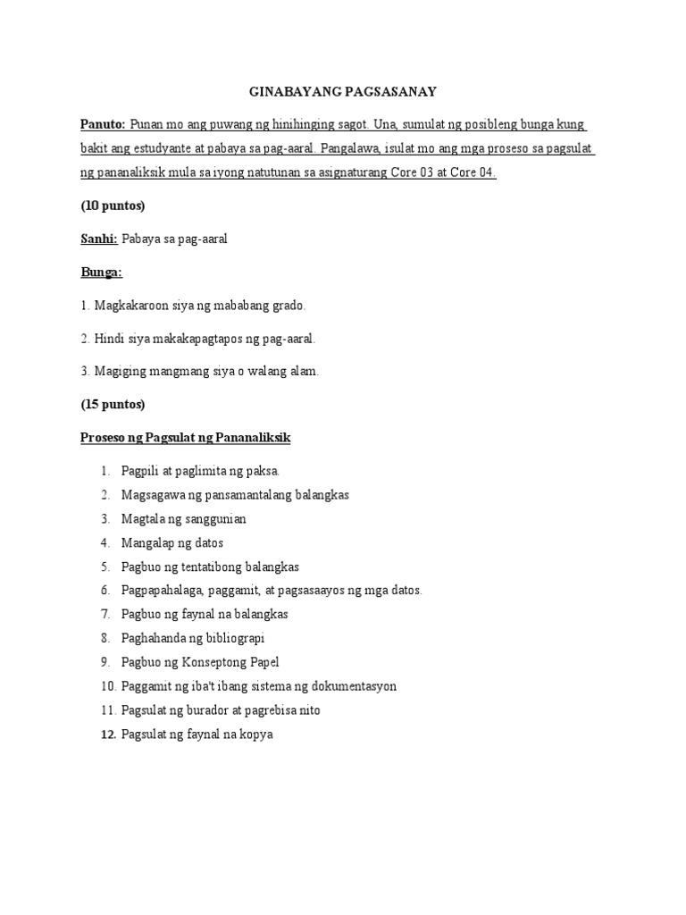 Ginabayang Pagsasanay 1 | PDF