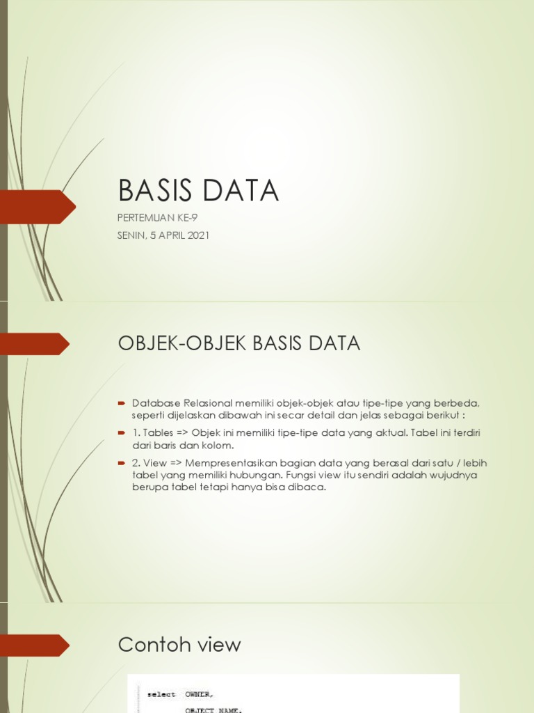 Pertemuan Ke 9-Objek-Objek Database-Dikonversi | PDF