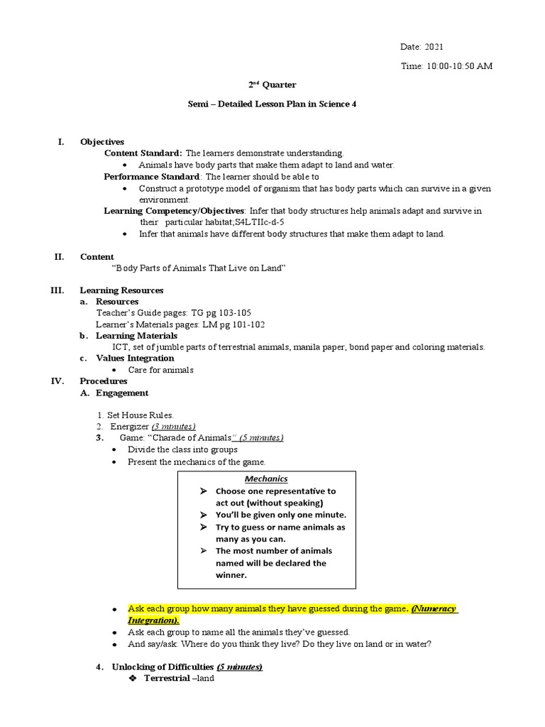 COT Science4 Lessonplan | PDF | Learning | Fur