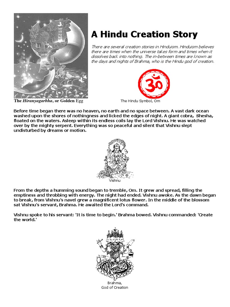 Hindu Creation Story Explained | PDF | Indian Religions | Mythology